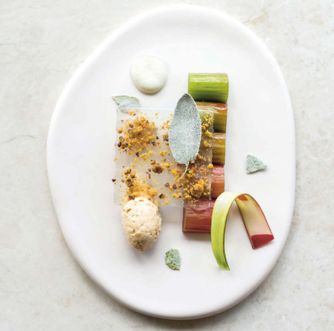 Poached rhubarb with lemon, fouace and orange-blossom cream | Taste of ...